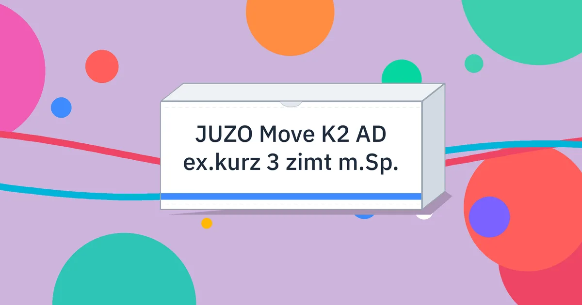 Symbolbild: Packung mit der Aufschrift JUZO Move K2 AD ex.kurz 3 zimt m.Sp. (PZN 18509810) – Verfügbarkeit und Bezug in Apotheken in Frankfurt am Main