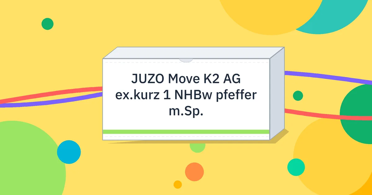 Symbolbild: Packung mit der Aufschrift JUZO Move K2 AG ex.kurz 1 NHBw pfeffer m.Sp. (PZN 16640598) – Verfügbarkeit und Bezug in Apotheken in Frankfurt am Main