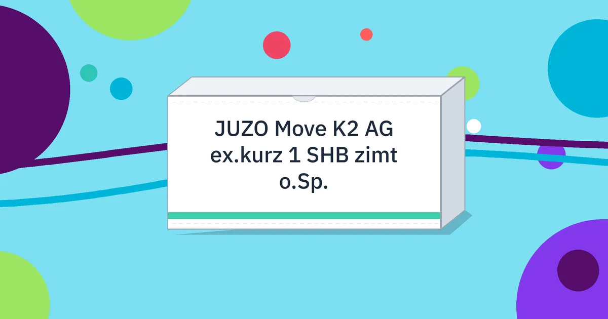 Symbolbild: Packung mit der Aufschrift JUZO Move K2 AG ex.kurz 1 SHB zimt o.Sp. (PZN 18533808) – Verfügbarkeit und Bezug in Apotheken in Frankfurt am Main