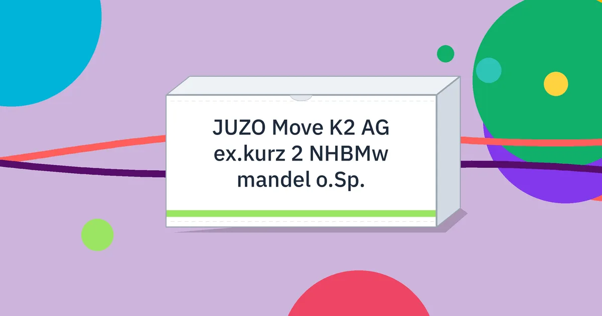 Symbolbild: Packung mit der Aufschrift JUZO Move K2 AG ex.kurz 2 NHBMw mandel o.Sp. (PZN 16644828) – Verfügbarkeit und Bezug in Apotheken in Frankfurt am Main