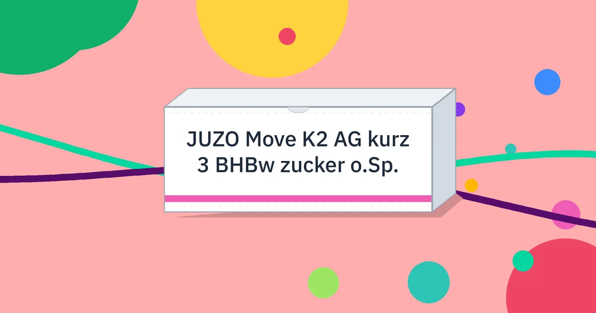 Symbolbild: Packung mit der Aufschrift JUZO Move K2 AG kurz 3 BHBw zucker o.Sp. (PZN 18530253) – Verfügbarkeit und Bezug in Apotheken in Frankfurt am Main