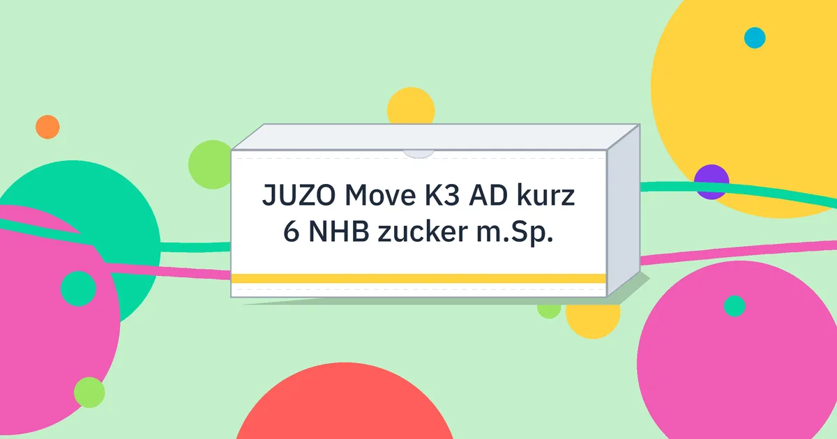 Symbolbild: Packung mit der Aufschrift JUZO Move K3 AD kurz 6 NHB zucker m.Sp. (PZN 18568132) – Verfügbarkeit und Bezug in Apotheken in Frankfurt am Main