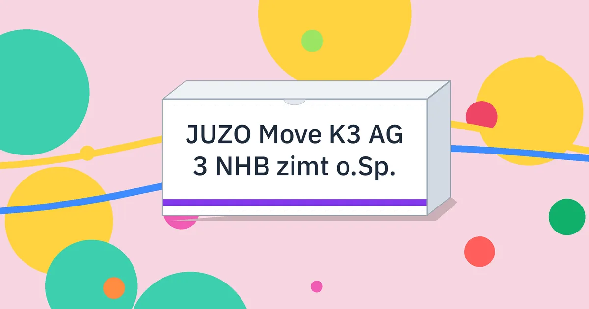 Symbolbild: Packung mit der Aufschrift JUZO Move K3 AG 3 NHB zimt o.Sp. (PZN 18577160) – Verfügbarkeit und Bezug in Apotheken in Frankfurt am Main