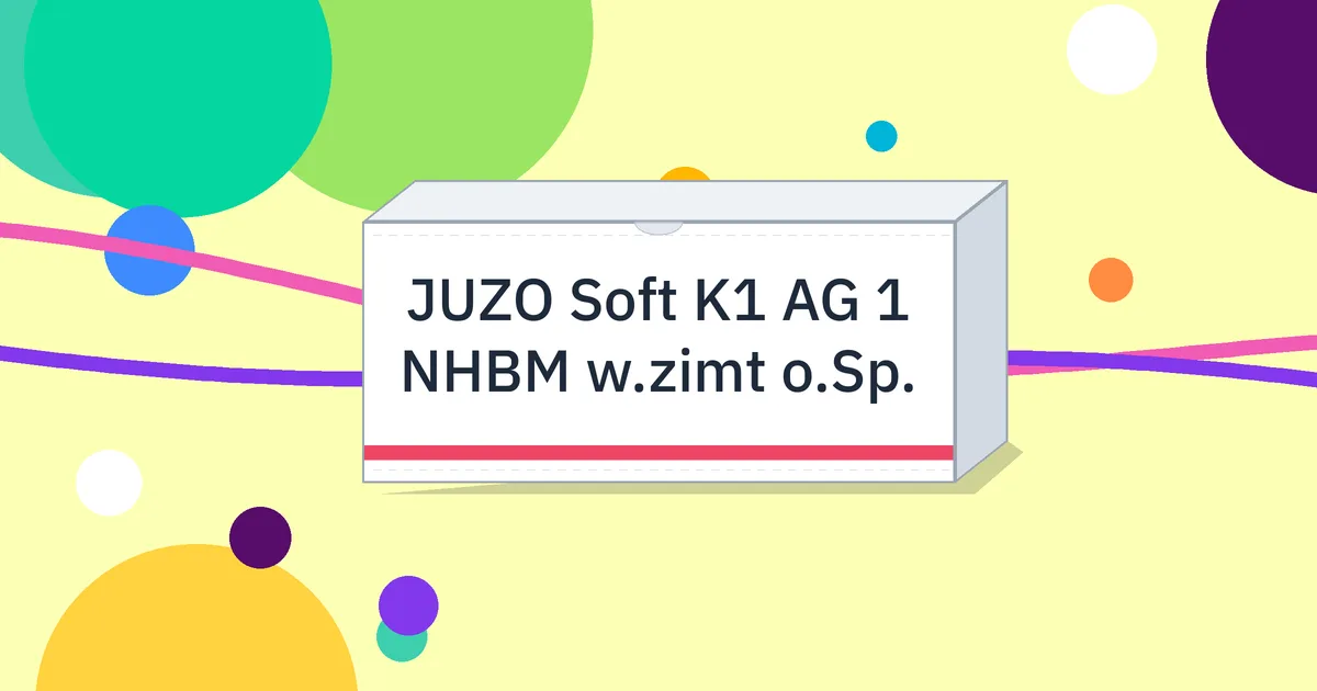 Symbolbild: Packung mit der Aufschrift JUZO Soft K1 AG 1 NHBM w.zimt o.Sp. (PZN 14995469) – Verfügbarkeit und Bezug in Apotheken in Frankfurt am Main