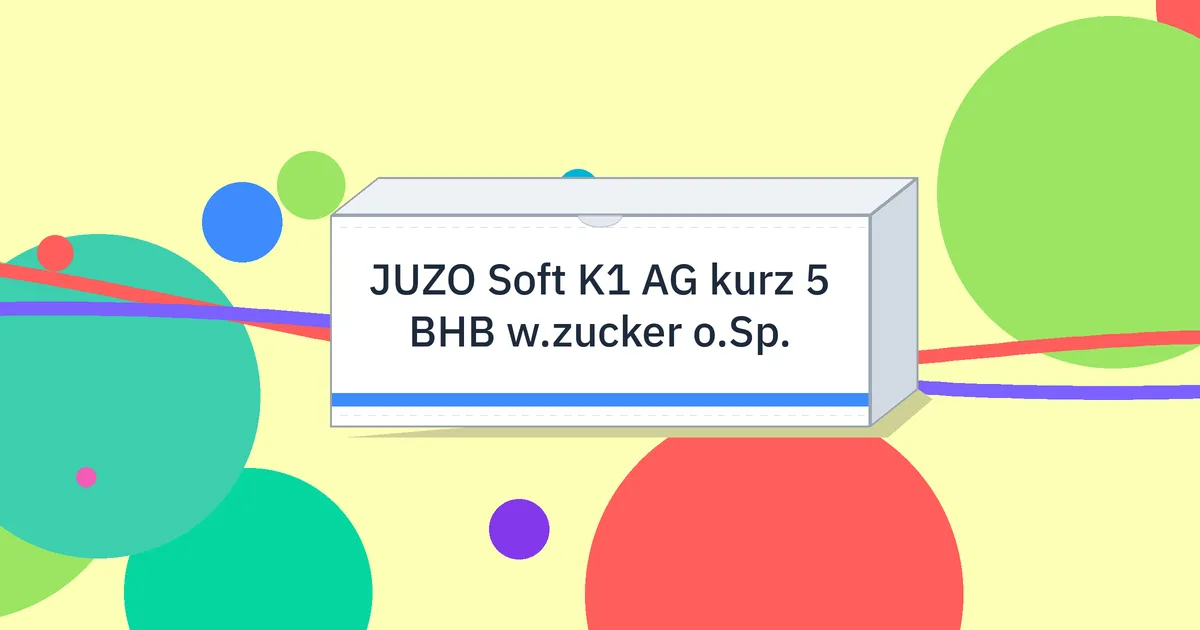Symbolbild: Packung mit der Aufschrift JUZO Soft K1 AG kurz 5 BHB w.zucker o.Sp. (PZN 14838534) – Verfügbarkeit und Bezug in Apotheken in Frankfurt am Main