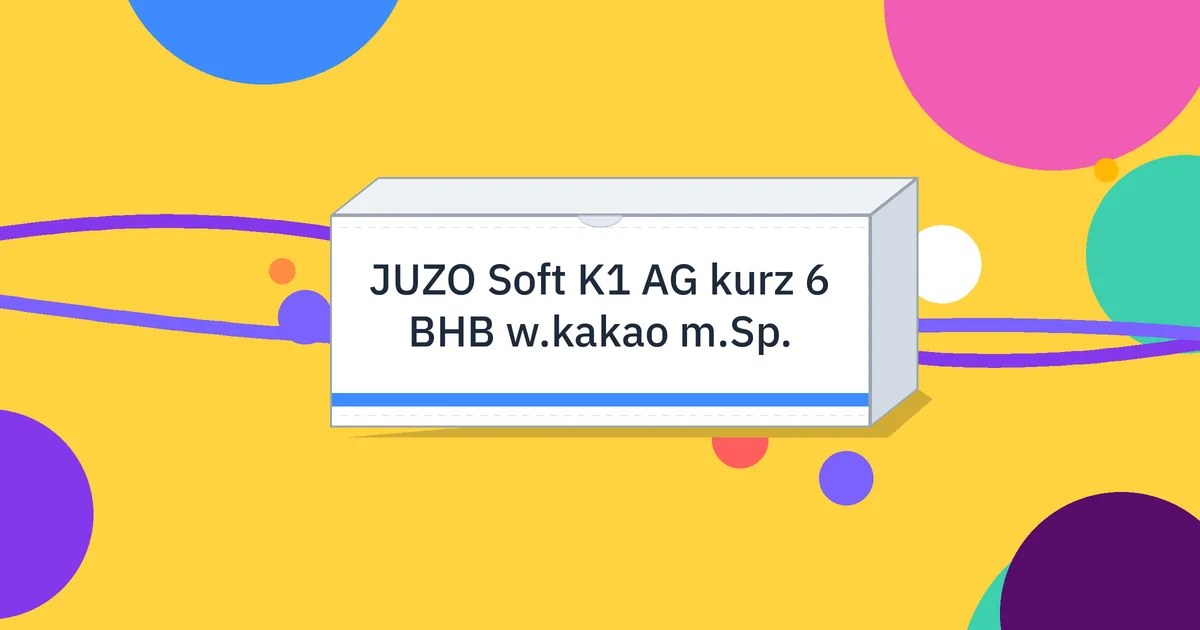 Symbolbild: Packung mit der Aufschrift JUZO Soft K1 AG kurz 6 BHB w.kakao m.Sp. (PZN 14838480) – Verfügbarkeit und Bezug in Apotheken in Frankfurt am Main