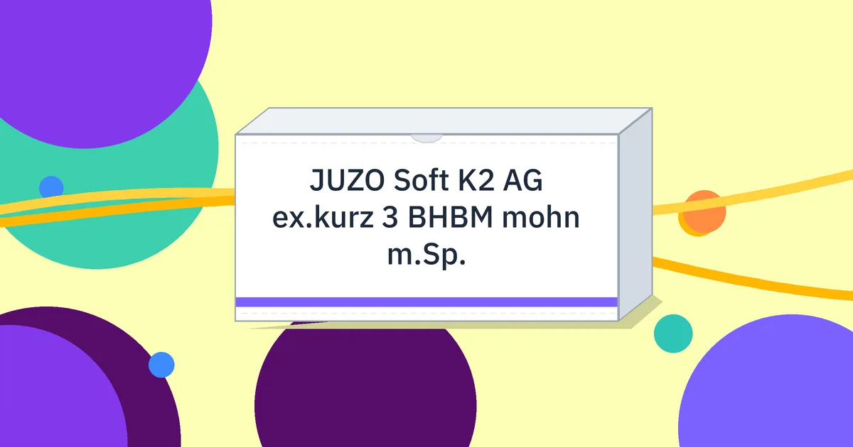 Symbolbild: Packung mit der Aufschrift JUZO Soft K2 AG ex.kurz 3 BHBM mohn m.Sp. (PZN 14860545) – Verfügbarkeit und Bezug in Apotheken in Frankfurt am Main