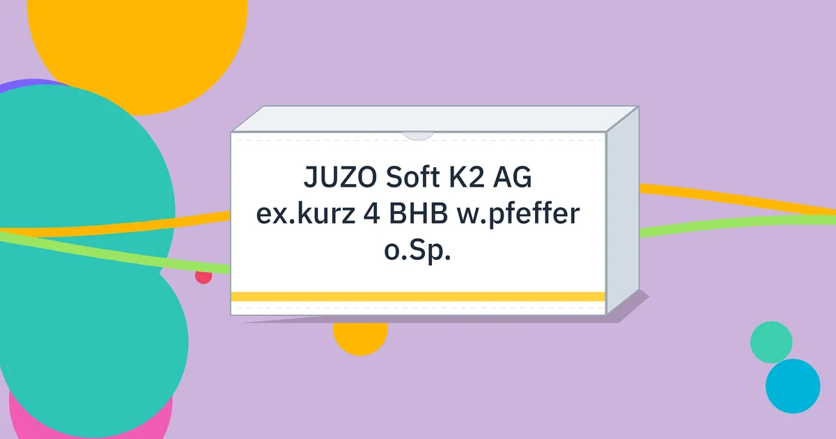 Symbolbild: Packung mit der Aufschrift JUZO Soft K2 AG ex.kurz 4 BHB w.pfeffer o.Sp. (PZN 14843848) – Verfügbarkeit und Bezug in Apotheken in Frankfurt am Main