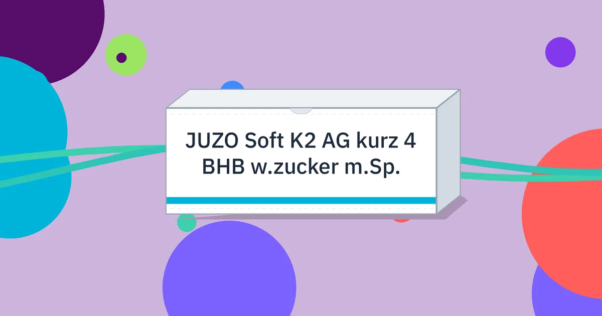 Symbolbild: Packung mit der Aufschrift JUZO Soft K2 AG kurz 4 BHB w.zucker m.Sp. (PZN 14841803) – Verfügbarkeit und Bezug in Apotheken in Frankfurt am Main