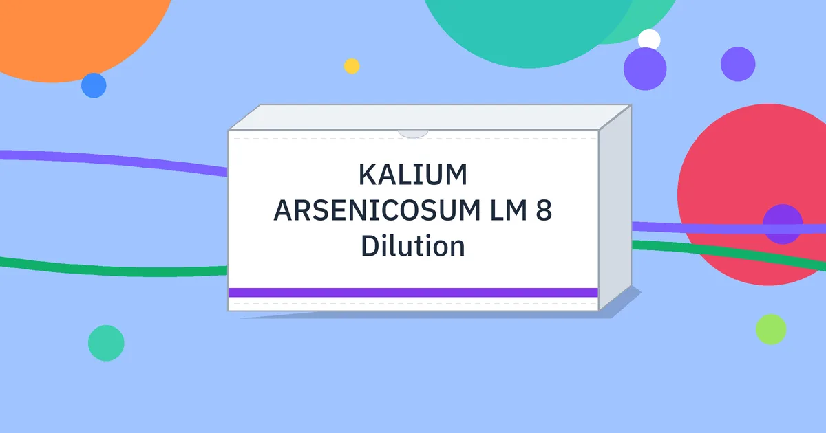 Symbolbild: Packung mit der Aufschrift KALIUM ARSENICOSUM LM 8 Dilution (PZN 12916974) – Verfügbarkeit und Bezug in Apotheken in Frankfurt am Main