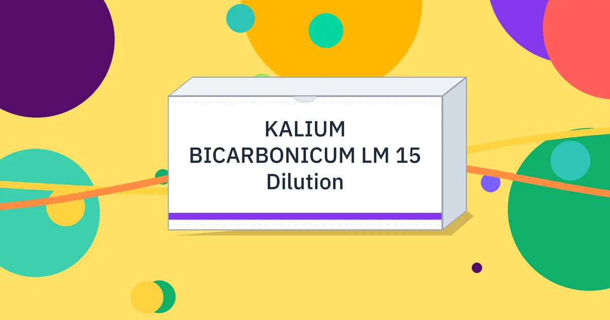 Symbolbild: Packung mit der Aufschrift KALIUM BICARBONICUM LM 15 Dilution (PZN 13783481) – Verfügbarkeit und Bezug in Apotheken in Frankfurt am Main