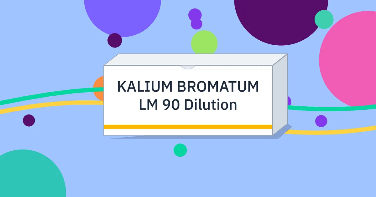 Symbolbild: Packung mit der Aufschrift KALIUM BROMATUM LM 90 Dilution (PZN 12918128) – Verfügbarkeit und Bezug in Apotheken in Frankfurt am Main
