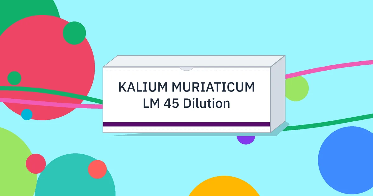 Symbolbild: Packung mit der Aufschrift KALIUM MURIATICUM LM 45 Dilution (PZN 12923046) – Verfügbarkeit und Bezug in Apotheken in Frankfurt am Main