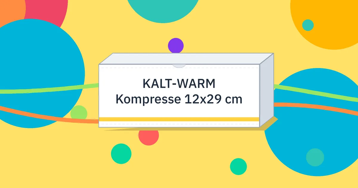 Symbolbild: Packung mit der Aufschrift KALT-WARM Kompresse 12x29 cm (PZN 14172035) – Verfügbarkeit und Bezug in Apotheken in Frankfurt am Main