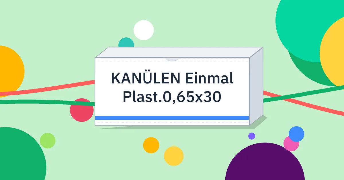 Symbolbild: Packung mit der Aufschrift KANÜLEN Einmal Plast.0,65x30 (PZN 01729051) – Verfügbarkeit und Bezug in Apotheken in Frankfurt am Main