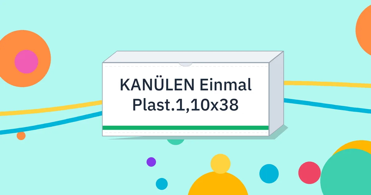Symbolbild: Packung mit der Aufschrift KANÜLEN Einmal Plast.1,10x38 (PZN 01963887) – Verfügbarkeit und Bezug in Apotheken in Frankfurt am Main