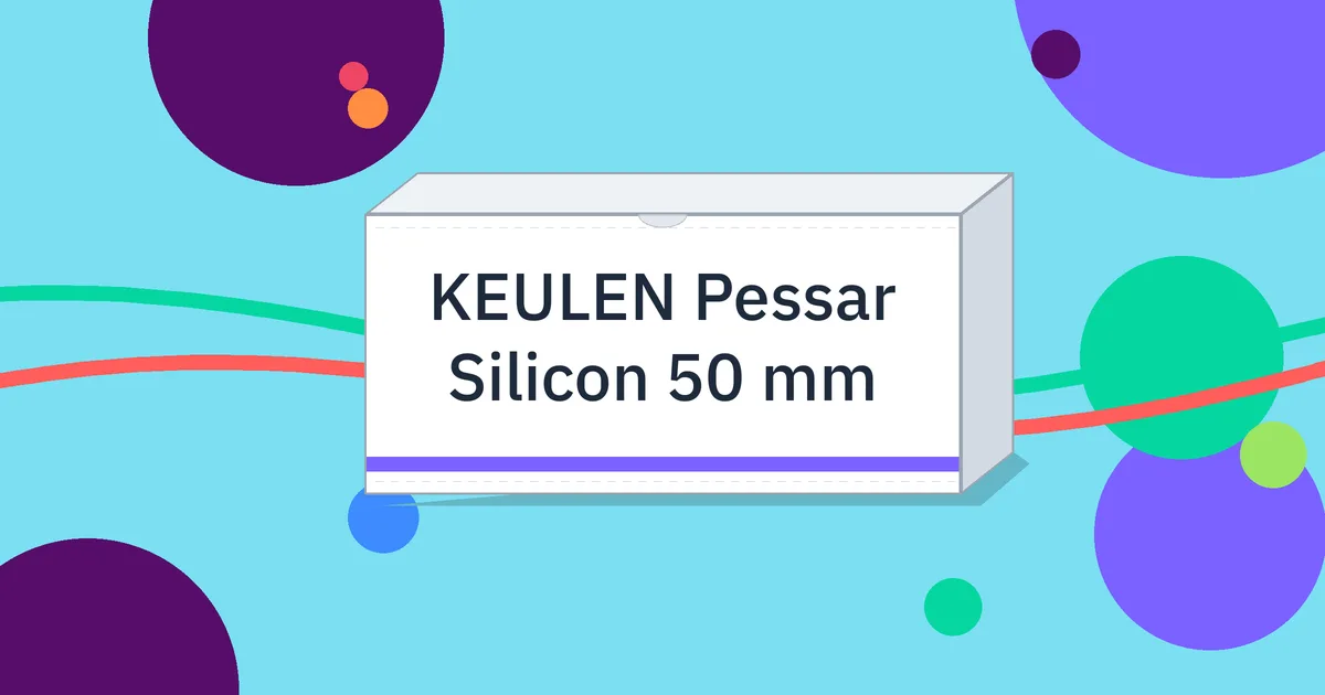 Symbolbild: Packung mit der Aufschrift KEULEN Pessar Silicon 50 mm (PZN 20313190) – Verfügbarkeit und Bezug in Apotheken in Frankfurt am Main