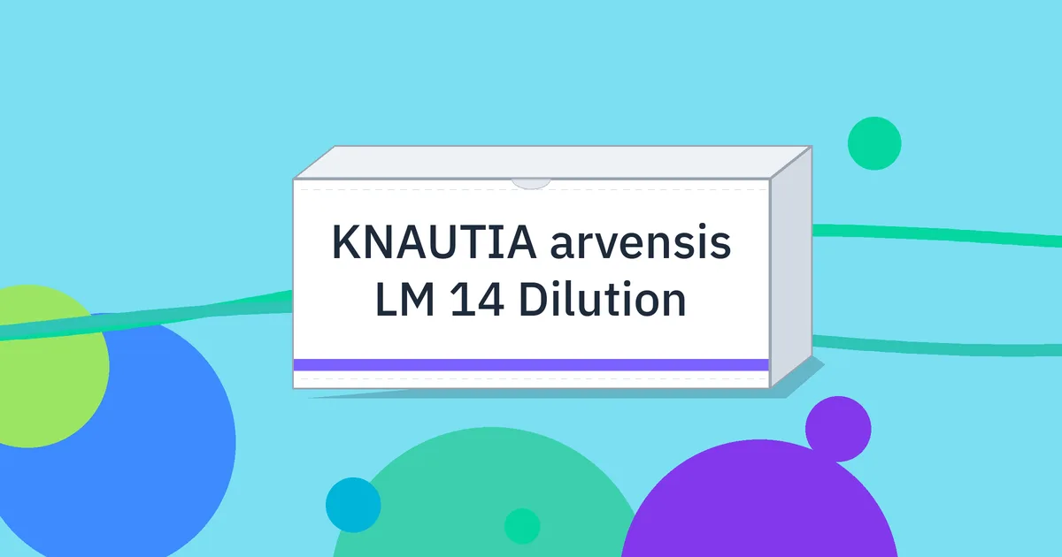 Symbolbild: Packung mit der Aufschrift KNAUTIA arvensis LM 14 Dilution (PZN 13518997) – Verfügbarkeit und Bezug in Apotheken in Frankfurt am Main