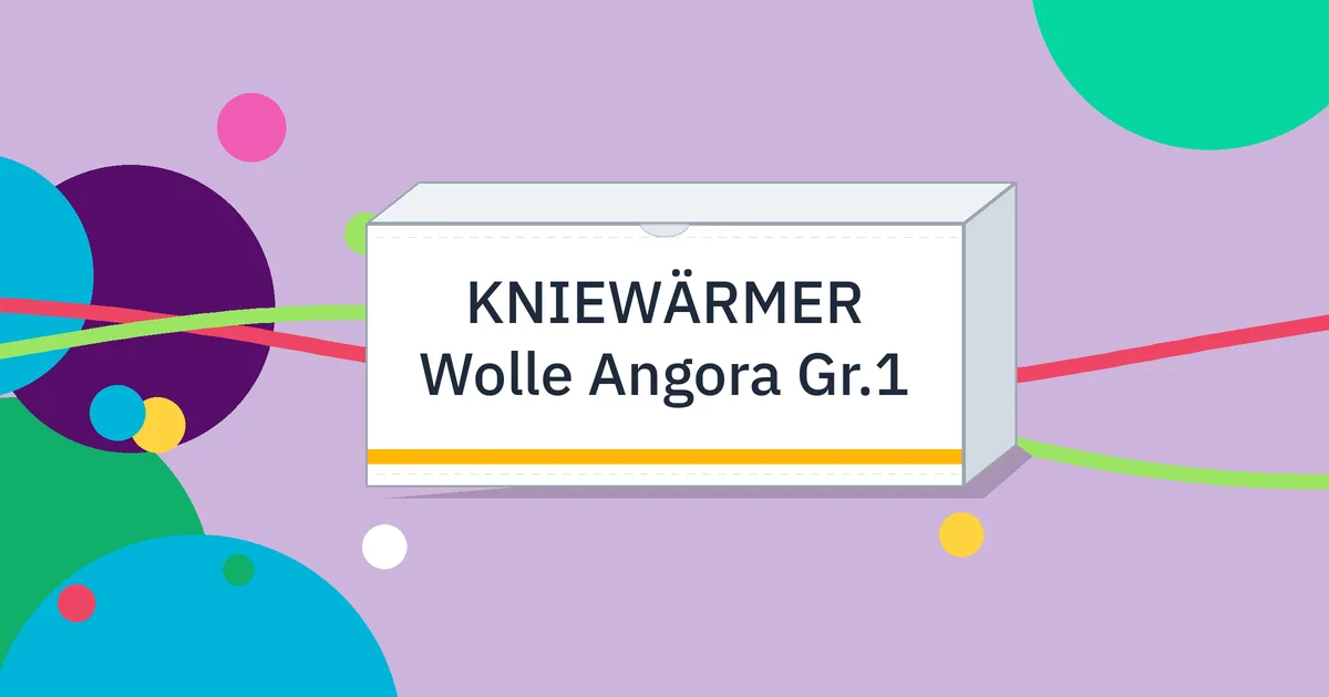 Symbolbild: Packung mit der Aufschrift KNIEWÄRMER Wolle Angora Gr.1 (PZN 02008678) – Verfügbarkeit und Bezug in Apotheken in Frankfurt am Main