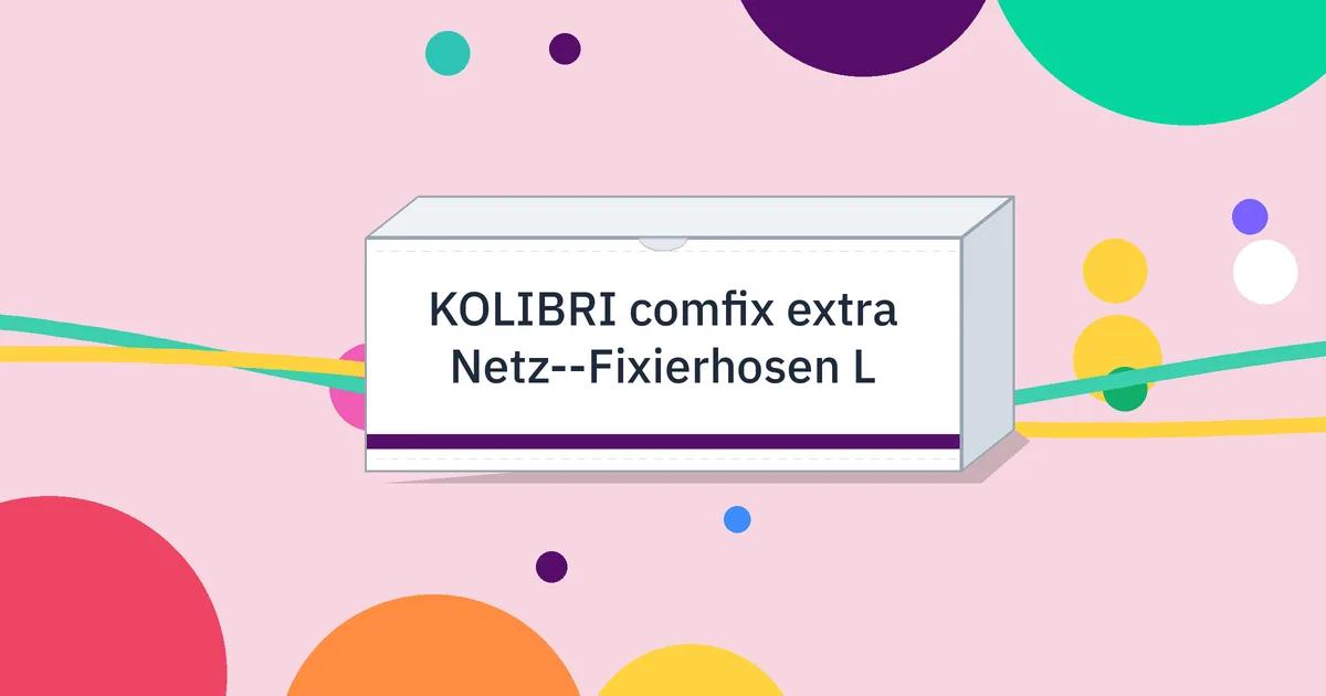 Symbolbild: Packung mit der Aufschrift KOLIBRI comfix extra Netz--Fixierhosen L (PZN 12498608) – Verfügbarkeit und Bezug in Apotheken in Frankfurt am Main