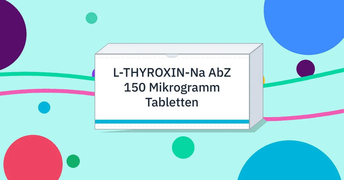 Symbolbild: Packung mit der Aufschrift L-THYROXIN-Na AbZ 150 Mikrogramm Tabletten (PZN 09082436) – Verfügbarkeit und Bezug in Apotheken in Frankfurt am Main
