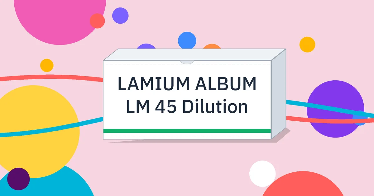 Symbolbild: Packung mit der Aufschrift LAMIUM ALBUM LM 45 Dilution (PZN 13521982) – Verfügbarkeit und Bezug in Apotheken in Frankfurt am Main