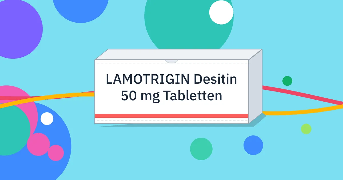 Symbolbild: Packung mit der Aufschrift LAMOTRIGIN Desitin 50 mg Tabletten (PZN 03360816) – Verfügbarkeit und Bezug in Apotheken in Frankfurt am Main
