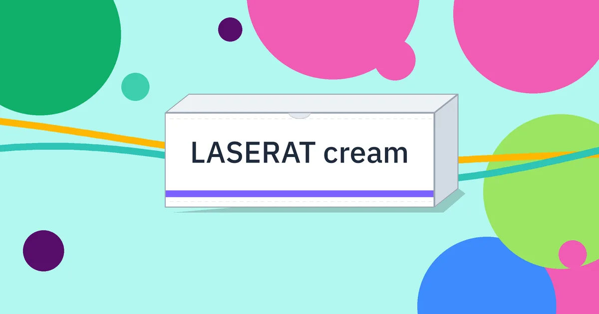 Symbolbild: Packung mit der Aufschrift LASERAT cream (PZN 11342330) – Verfügbarkeit und Bezug in Apotheken in Frankfurt am Main