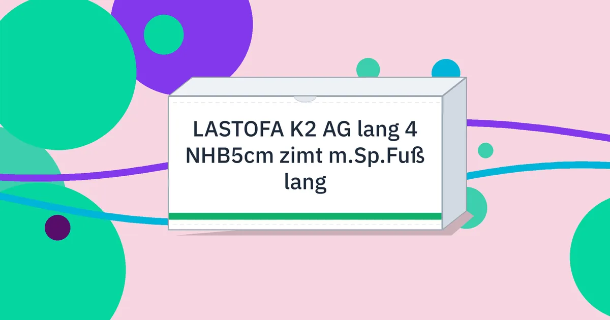 Symbolbild: Packung mit der Aufschrift LASTOFA K2 AG lang 4 NHB5cm zimt m.Sp.Fuß lang (PZN 13805113) – Verfügbarkeit und Bezug in Apotheken in Frankfurt am Main