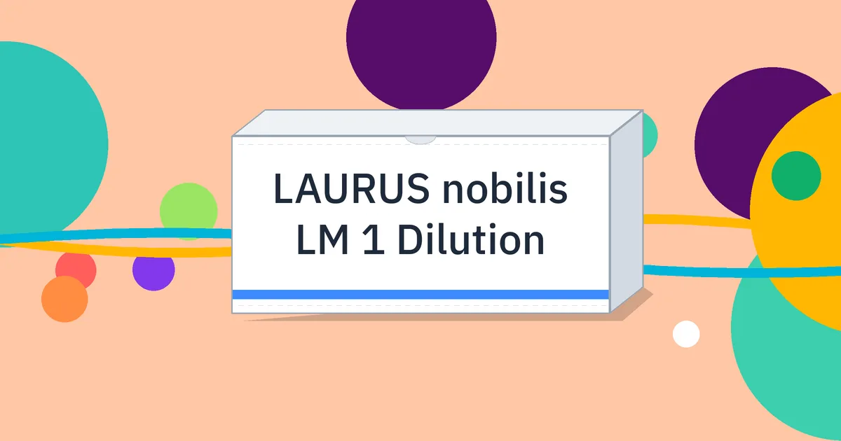 Symbolbild: Packung mit der Aufschrift LAURUS nobilis LM 1 Dilution (PZN 13524377) – Verfügbarkeit und Bezug in Apotheken in Frankfurt am Main