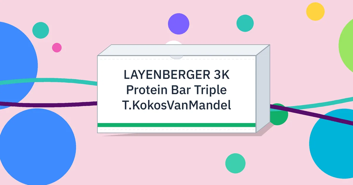 Symbolbild: Packung mit der Aufschrift LAYENBERGER 3K Protein Bar Triple T.KokosVanMandel (PZN 17869305) – Verfügbarkeit und Bezug in Apotheken in Frankfurt am Main