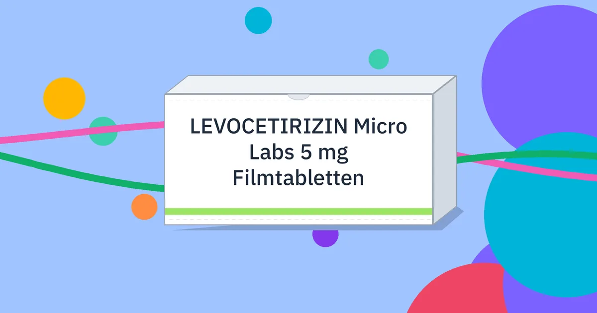 Symbolbild: Packung mit der Aufschrift LEVOCETIRIZIN Micro Labs 5 mg Filmtabletten (PZN 16821006) – Verfügbarkeit und Bezug in Apotheken in Frankfurt am Main