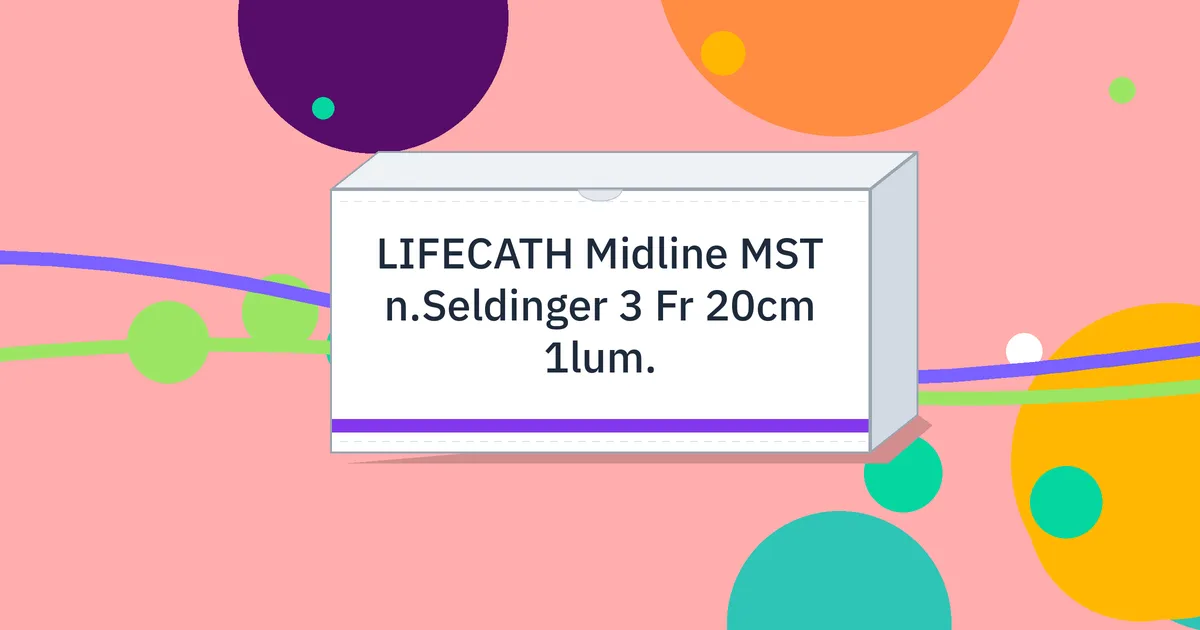 Symbolbild: Packung mit der Aufschrift LIFECATH Midline MST n.Seldinger 3 Fr 20cm 1lum. (PZN 15262987) – Verfügbarkeit und Bezug in Apotheken in Frankfurt am Main