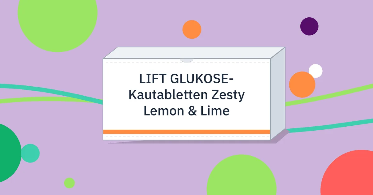 Symbolbild: Packung mit der Aufschrift LIFT GLUKOSE-Kautabletten Zesty Lemon & Lime (PZN 19987227) – Verfügbarkeit und Bezug in Apotheken in Frankfurt am Main