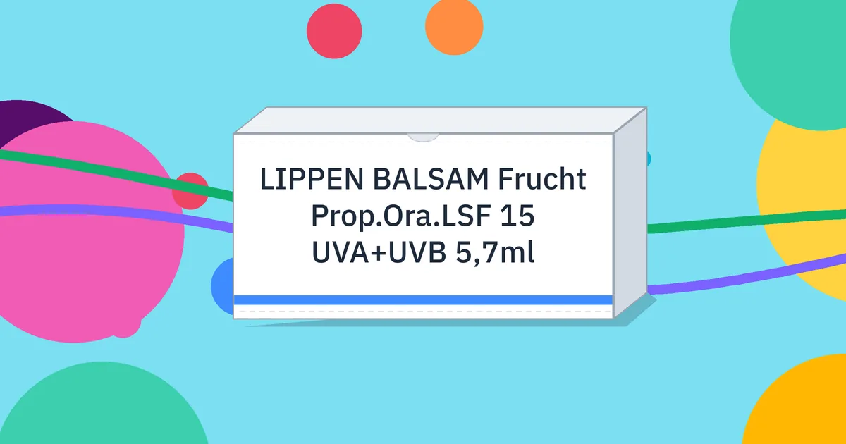 Symbolbild: Packung mit der Aufschrift LIPPEN BALSAM Frucht Prop.Ora.LSF 15 UVA+UVB 5,7ml (PZN 11025121) – Verfügbarkeit und Bezug in Apotheken in Frankfurt am Main