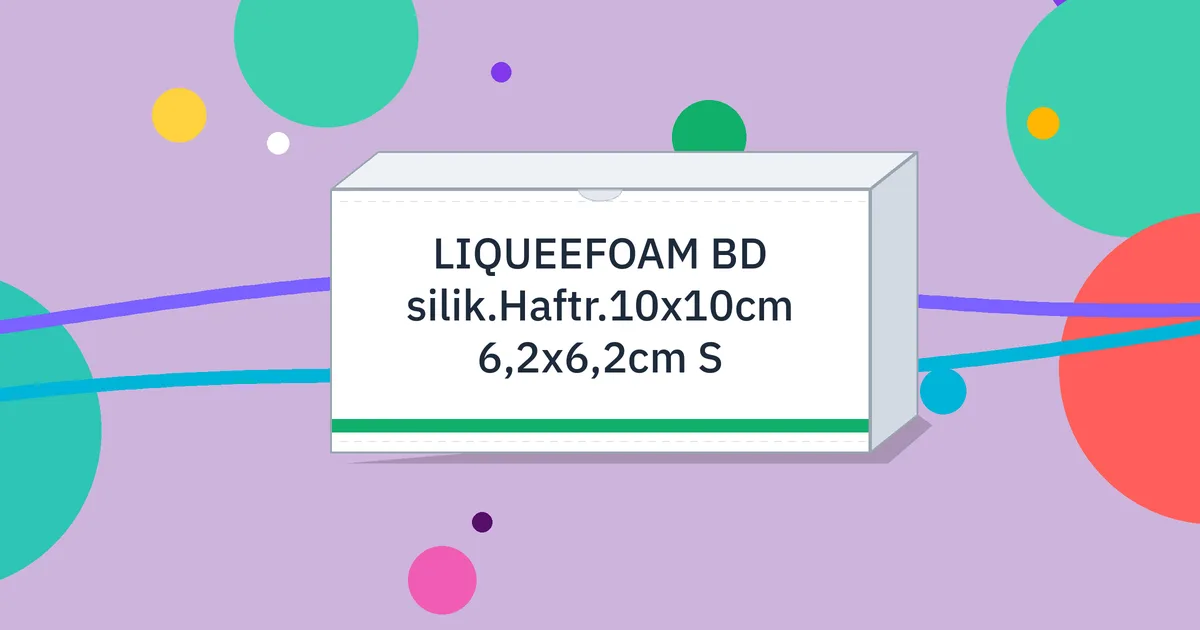 Symbolbild: Packung mit der Aufschrift LIQUEEFOAM BD silik.Haftr.10x10cm 6,2x6,2cm S (PZN 19868735) – Verfügbarkeit und Bezug in Apotheken in Frankfurt am Main