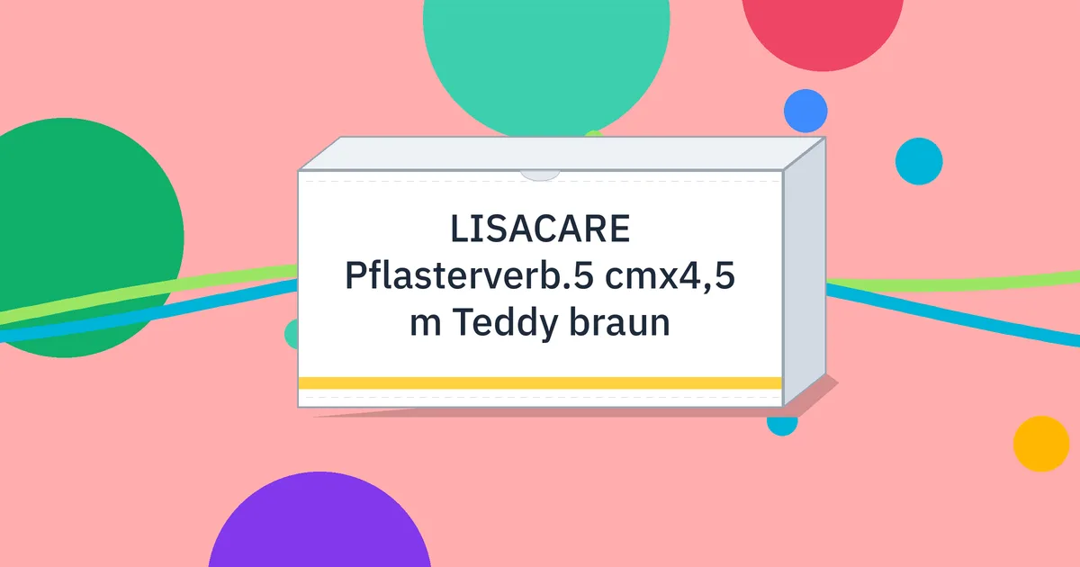 Symbolbild: Packung mit der Aufschrift LISACARE Pflasterverb.5 cmx4,5 m Teddy braun (PZN 17892250) – Verfügbarkeit und Bezug in Apotheken in Frankfurt am Main