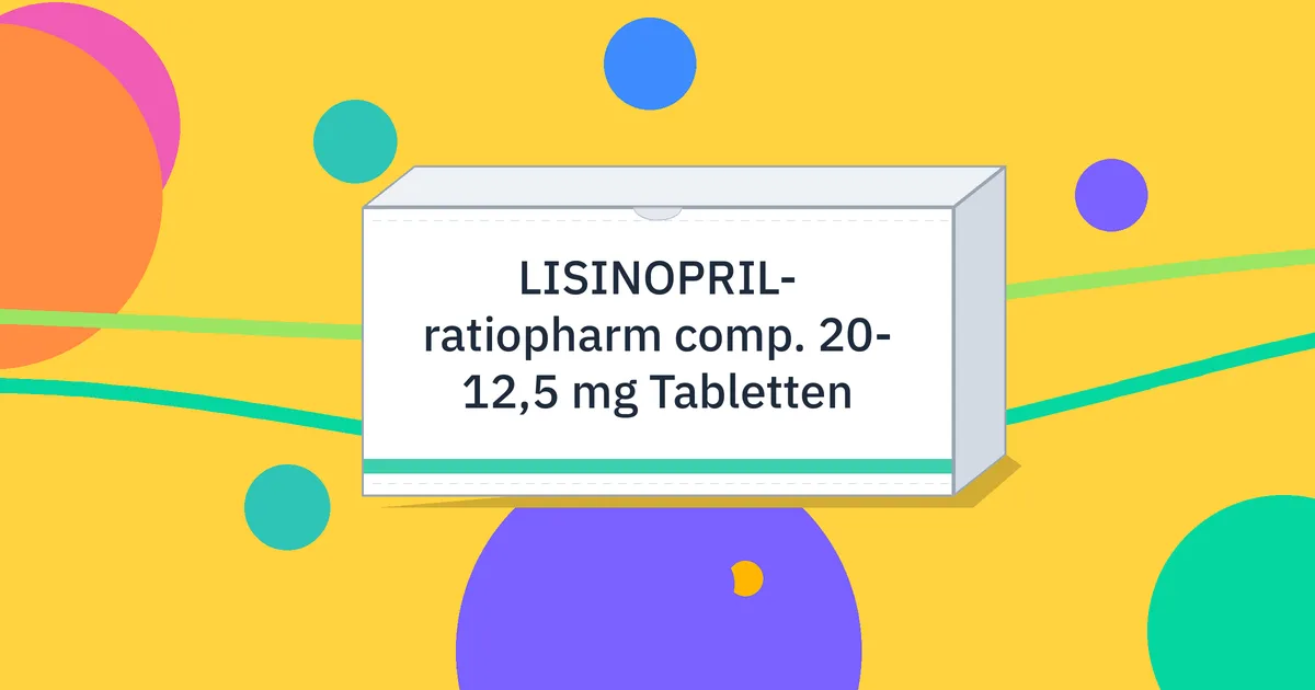Symbolbild: Packung mit der Aufschrift LISINOPRIL-ratiopharm comp. 20-12,5 mg Tabletten (PZN 01667054) – Verfügbarkeit und Bezug in Apotheken in Frankfurt am Main