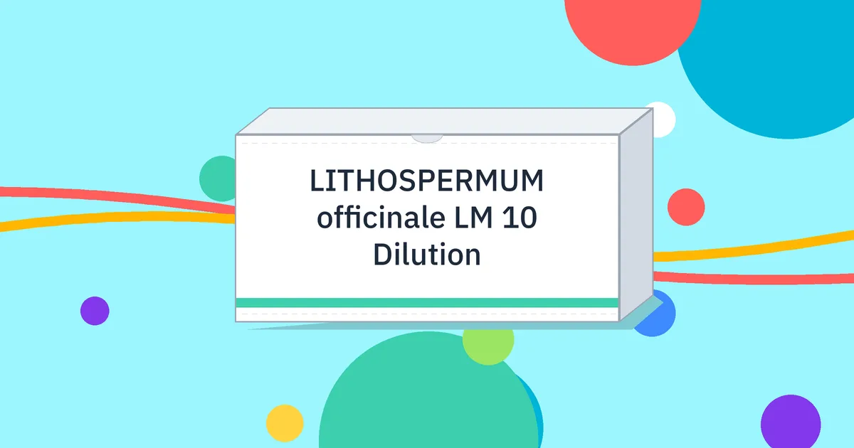 Symbolbild: Packung mit der Aufschrift LITHOSPERMUM officinale LM 10 Dilution (PZN 13531986) – Verfügbarkeit und Bezug in Apotheken in Frankfurt am Main
