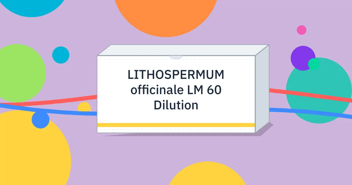 Symbolbild: Packung mit der Aufschrift LITHOSPERMUM officinale LM 60 Dilution (PZN 13532247) – Verfügbarkeit und Bezug in Apotheken in Frankfurt am Main