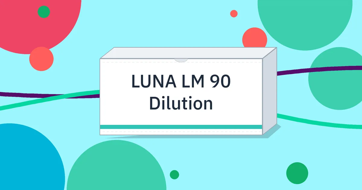 Symbolbild: Packung mit der Aufschrift LUNA LM 90 Dilution (PZN 12934179) – Verfügbarkeit und Bezug in Apotheken in Frankfurt am Main