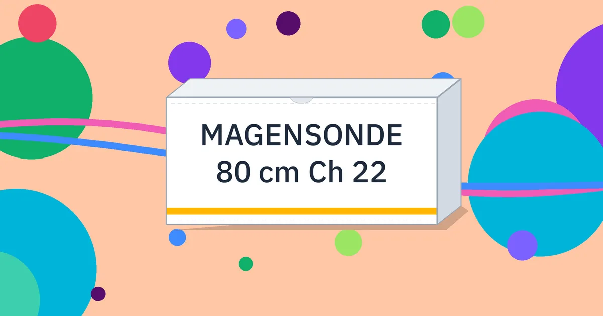 Symbolbild: Packung mit der Aufschrift MAGENSONDE 80 cm Ch 22 (PZN 02448590) – Verfügbarkeit und Bezug in Apotheken in Frankfurt am Main