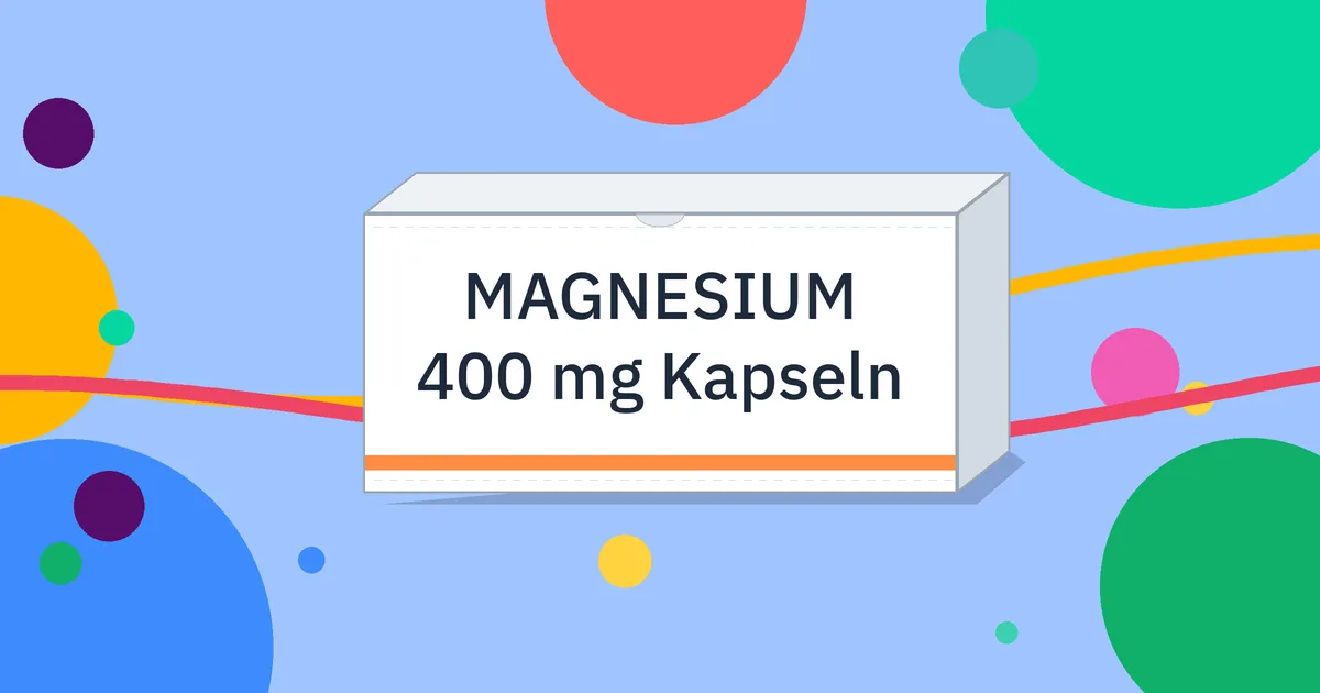 Symbolbild: Packung mit der Aufschrift MAGNESIUM 400 mg Kapseln (PZN 18018176) – Verfügbarkeit und Bezug in Apotheken in Frankfurt am Main