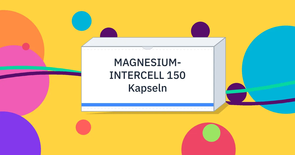 Symbolbild: Packung mit der Aufschrift MAGNESIUM-INTERCELL 150 Kapseln (PZN 19275610) – Verfügbarkeit und Bezug in Apotheken in Frankfurt am Main