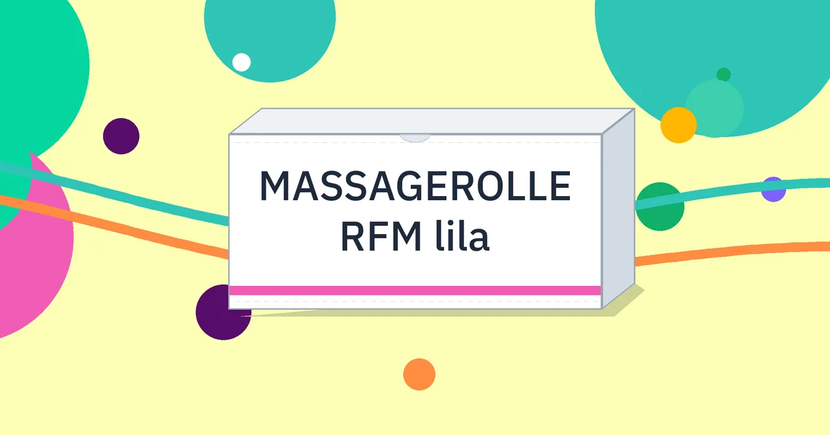 Symbolbild: Packung mit der Aufschrift MASSAGEROLLE RFM lila (PZN 17870277) – Verfügbarkeit und Bezug in Apotheken in Frankfurt am Main