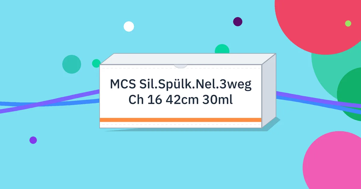 Symbolbild: Packung mit der Aufschrift MCS Sil.Spülk.Nel.3weg Ch 16 42cm 30ml (PZN 04802498) – Verfügbarkeit und Bezug in Apotheken in Frankfurt am Main