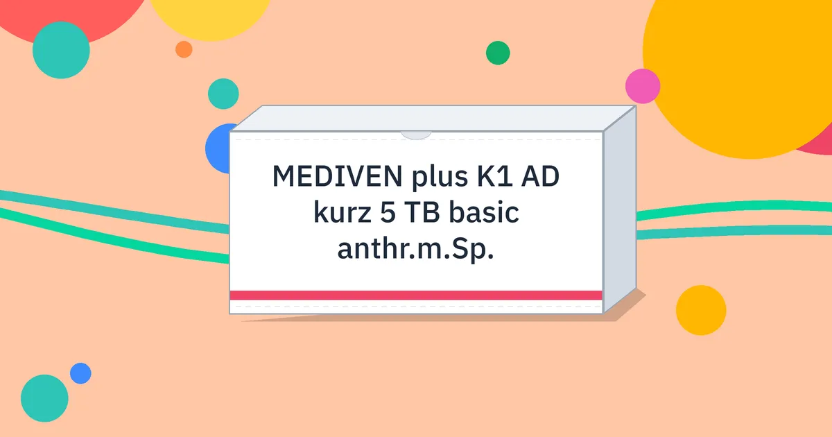 Symbolbild: Packung mit der Aufschrift MEDIVEN plus K1 AD kurz 5 TB basic anthr.m.Sp. (PZN 15045103) – Verfügbarkeit und Bezug in Apotheken in Frankfurt am Main
