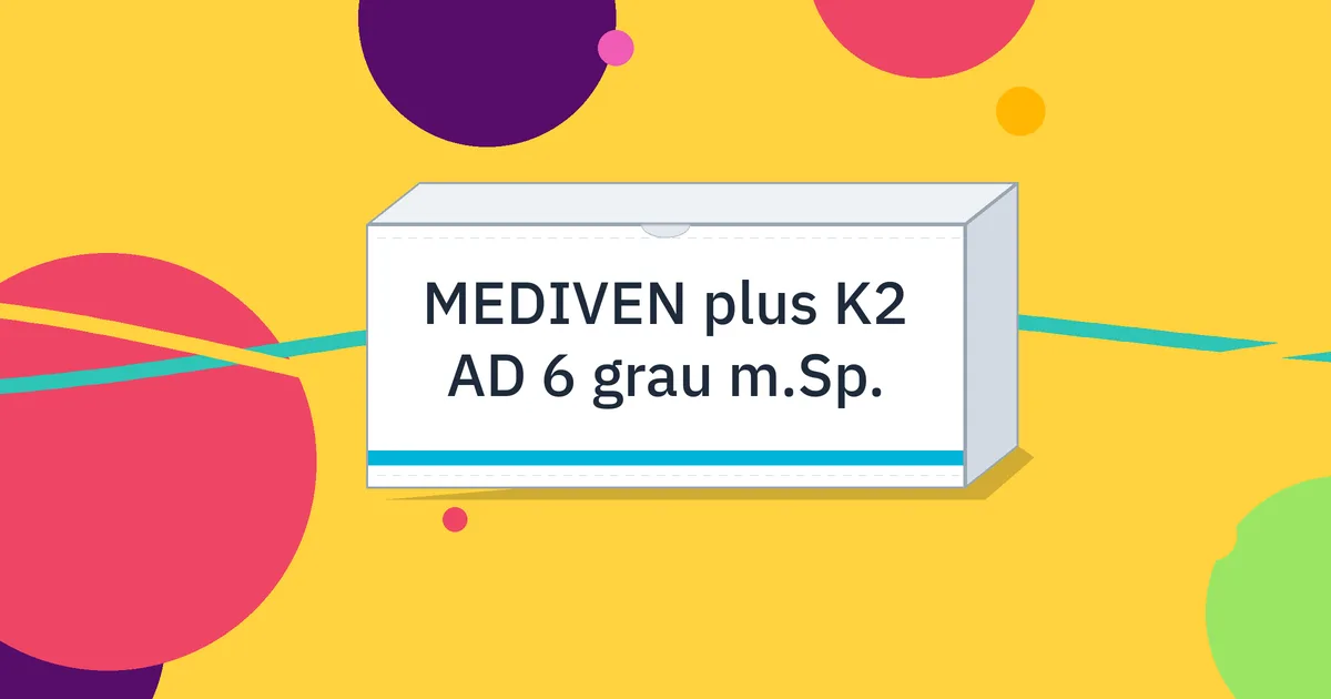 Symbolbild: Packung mit der Aufschrift MEDIVEN plus K2 AD 6 grau m.Sp. (PZN 18946189) – Verfügbarkeit und Bezug in Apotheken in Frankfurt am Main