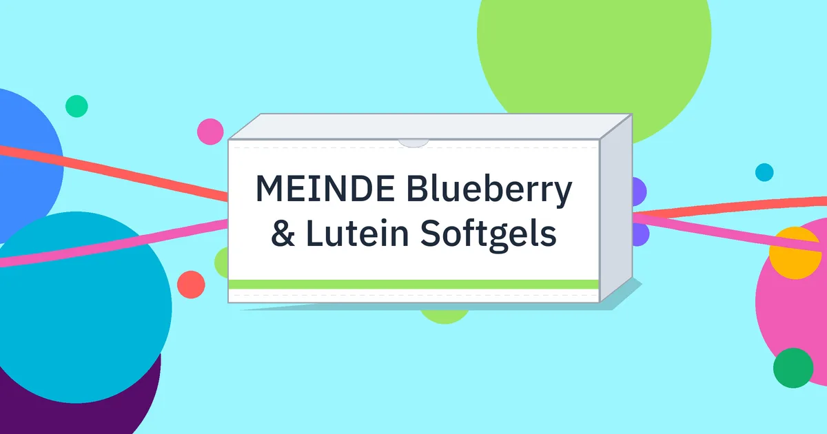 Symbolbild: Packung mit der Aufschrift MEINDE Blueberry & Lutein Softgels (PZN 20103831) – Verfügbarkeit und Bezug in Apotheken in Frankfurt am Main