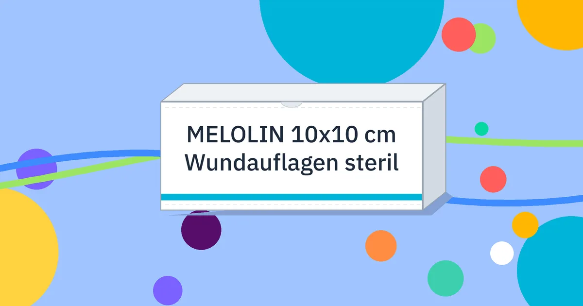 Symbolbild: Packung mit der Aufschrift MELOLIN 10x10 cm Wundauflagen steril (PZN 18707415) – Verfügbarkeit und Bezug in Apotheken in Frankfurt am Main